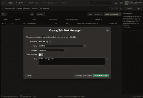 Reusable, and Translatable: Oracle APEX Text Messages | Philipp Hartenfeller